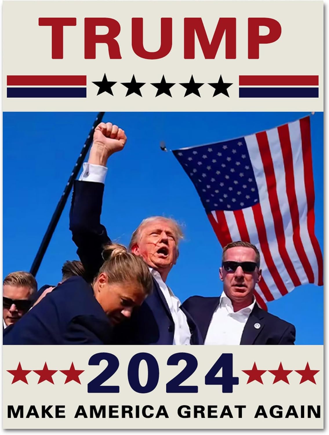 Amazon.com: ZHXDMXHY TRUMP Poster Fight Donald American Flag Rally ...