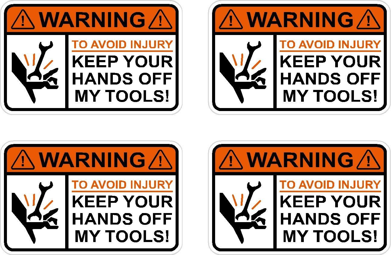 Amazon.com: 4 Pieces Warning Toolbox Stickers, Keep Your Hands Off My ...