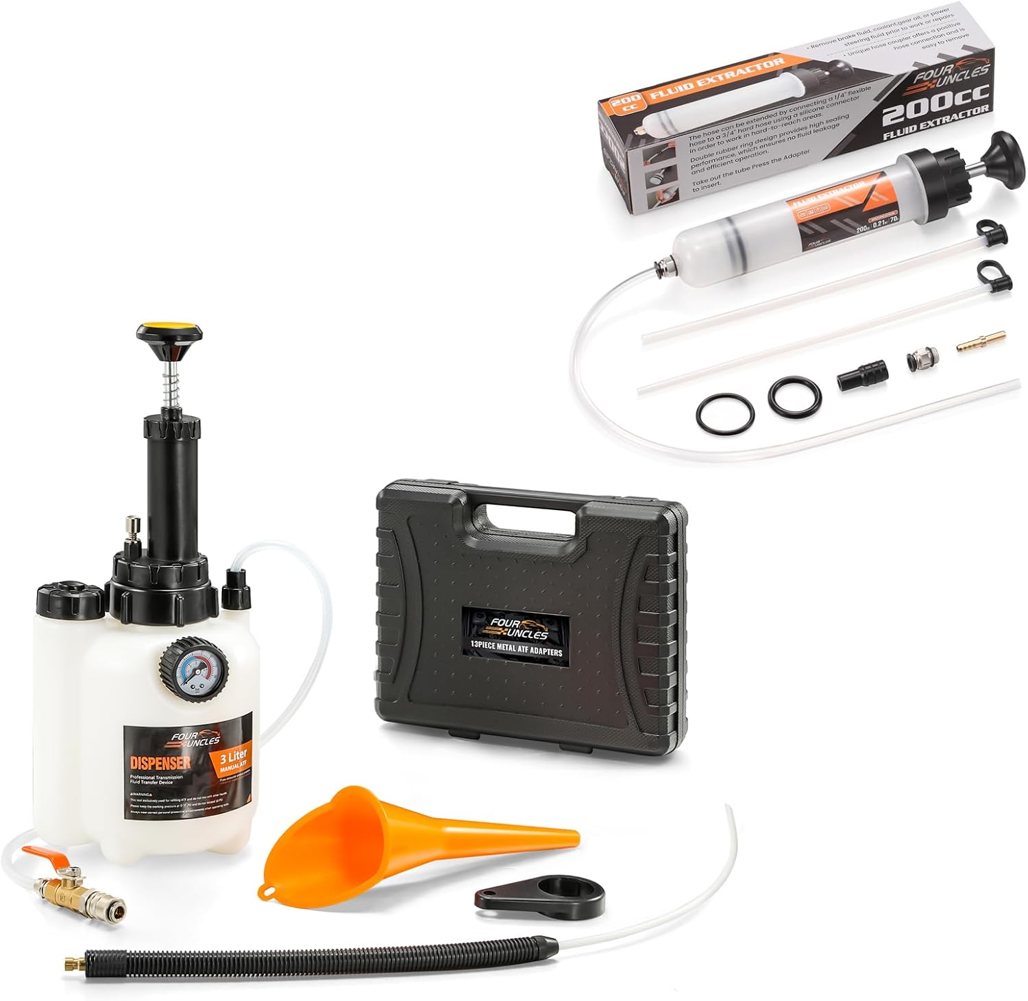 FOUR UNCLES 3L Transmission Fluid Pump Kit with 200cc Oil Extractor ...