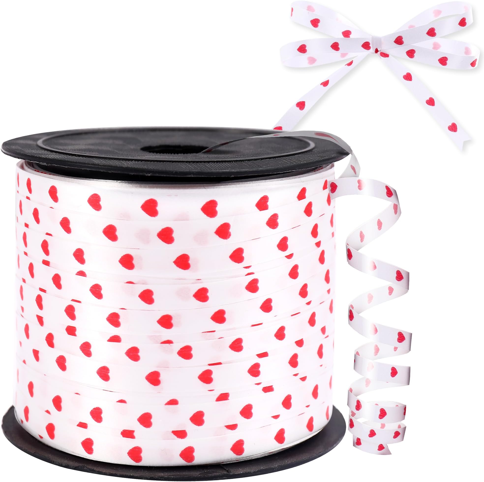 Amazon.com: 400 Yard Valentine's Day Red White Curling Ribbon Heart ...