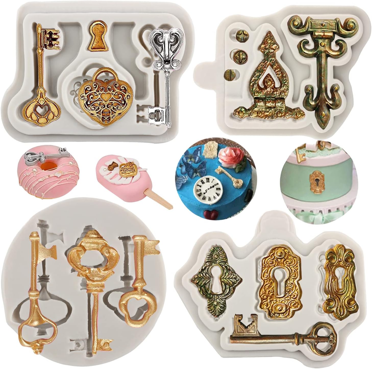 Amazon.com: Sijiangmold Vintage Key Cake Fondant Mold Lock Keyhole ...