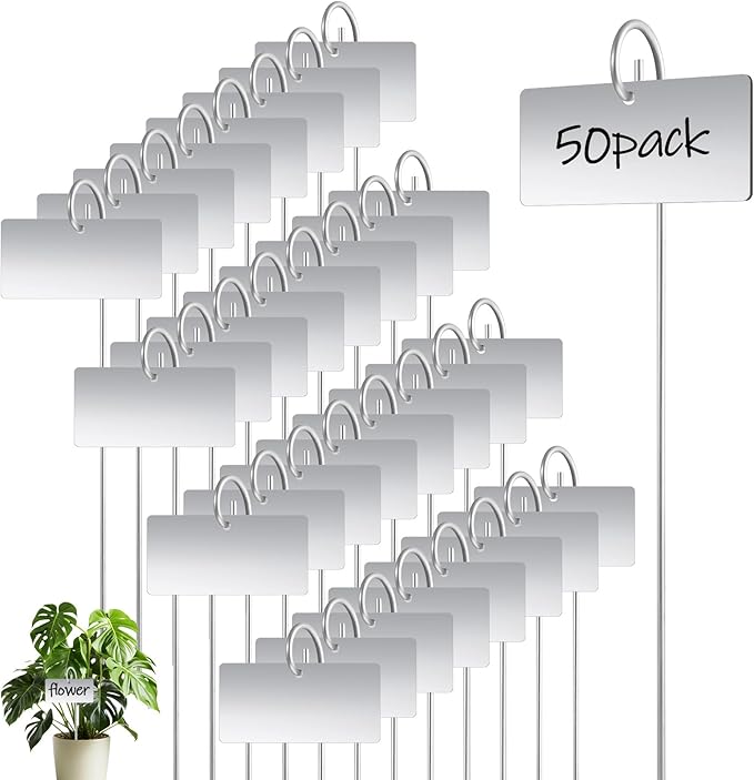 Amazon.com: Hicarer 50 Pcs Metal Plant Labels Weatherproof Hook Garden ...