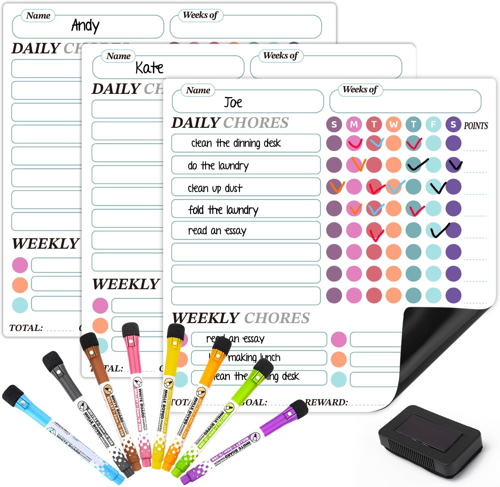 Amazon.com : Behavior Reward Chore Chart for 1, 2, Or Multiple Kids ...