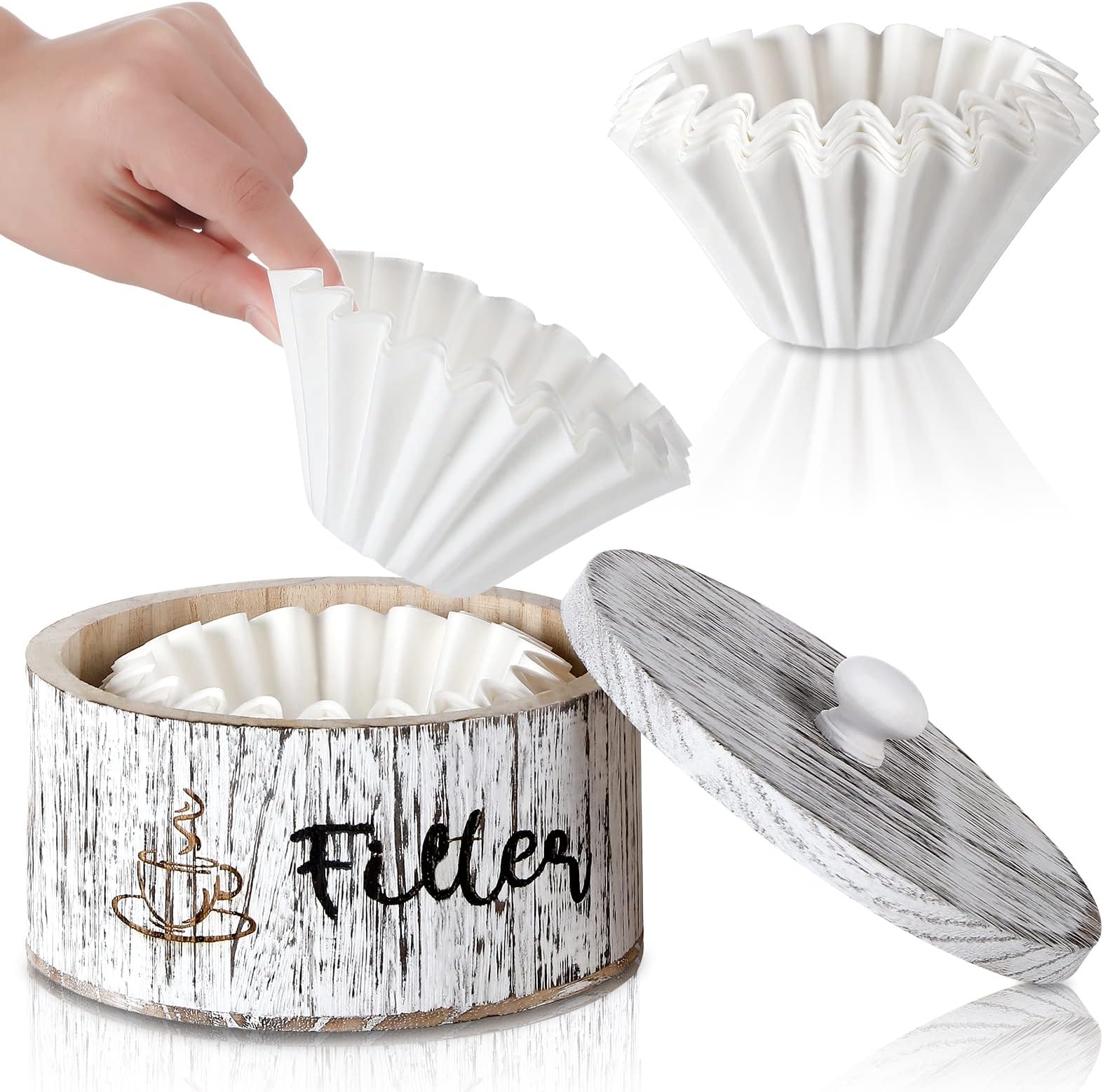 Amazon.com: Coffee Filter Holder - Wooden Coffee Filter Storage ...