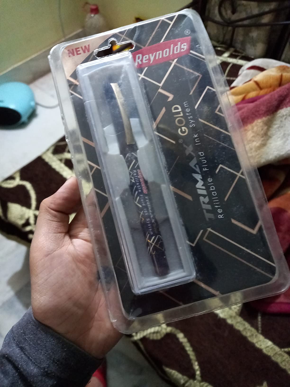 Reynolds Trimax Gold Liquid Gel Pen, Needle Tip (0.5mm), Blue Ink ...