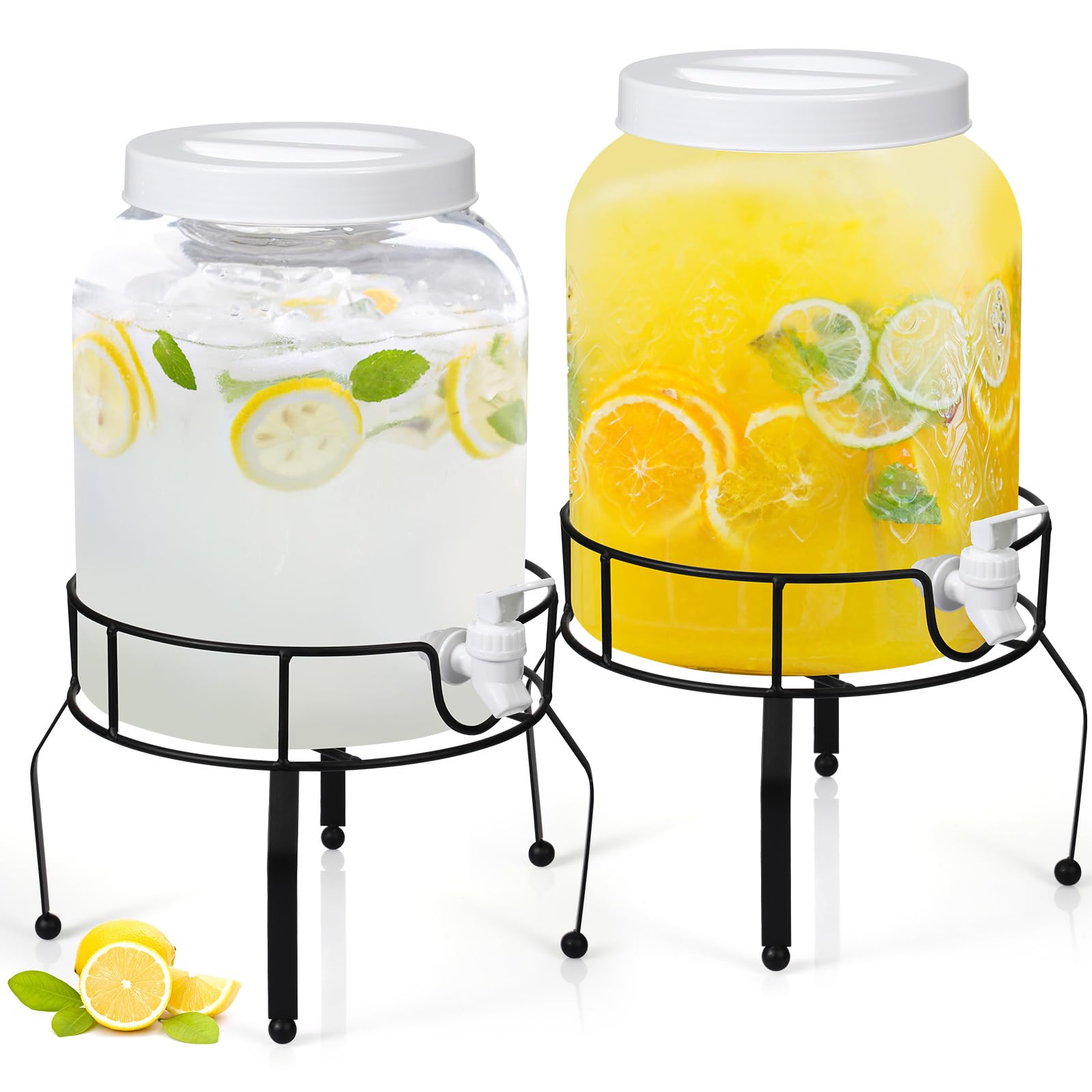 Amazon.com | Tanlade 2 Pack 2 Gallon Plastic Drink Dispenser with Stand ...