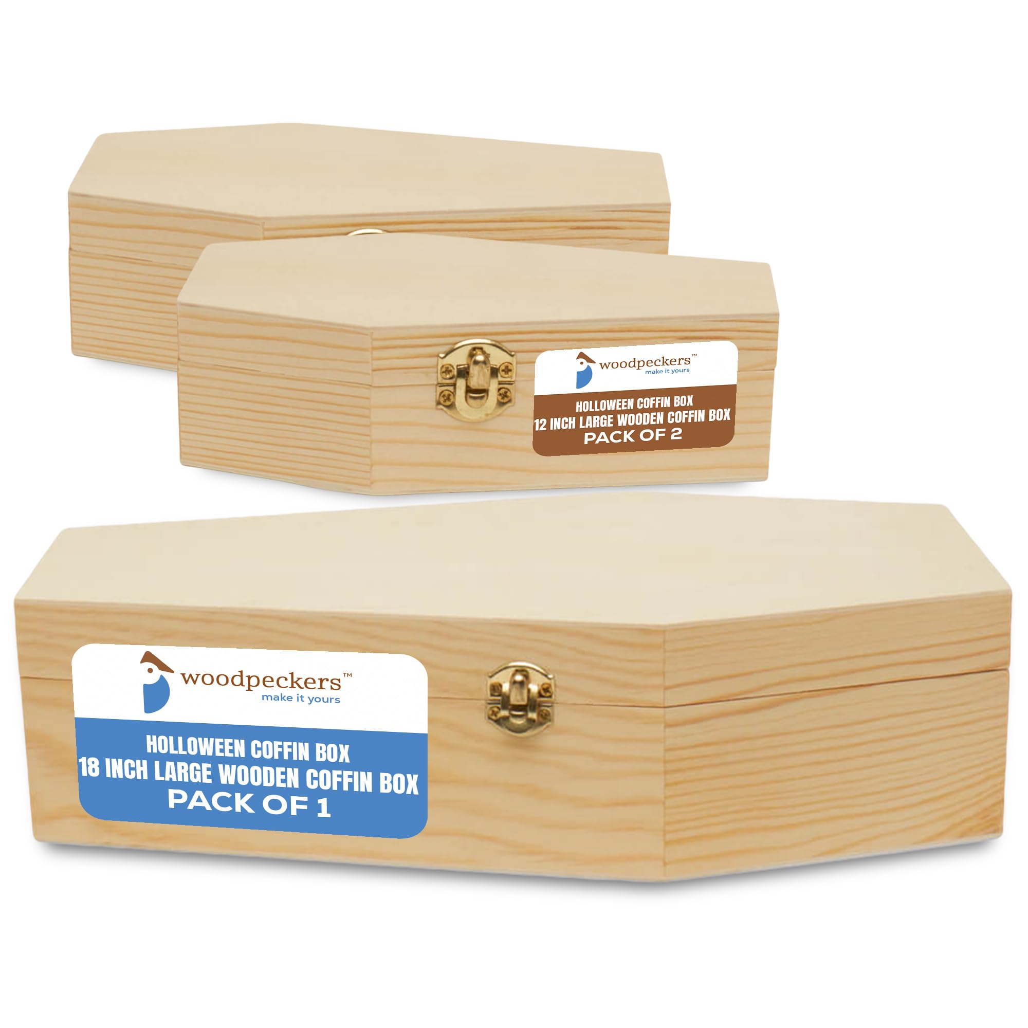 Amazon.com: Large Halloween Coffin Box Unfinished Wood, 18 inch, 1-Pack ...