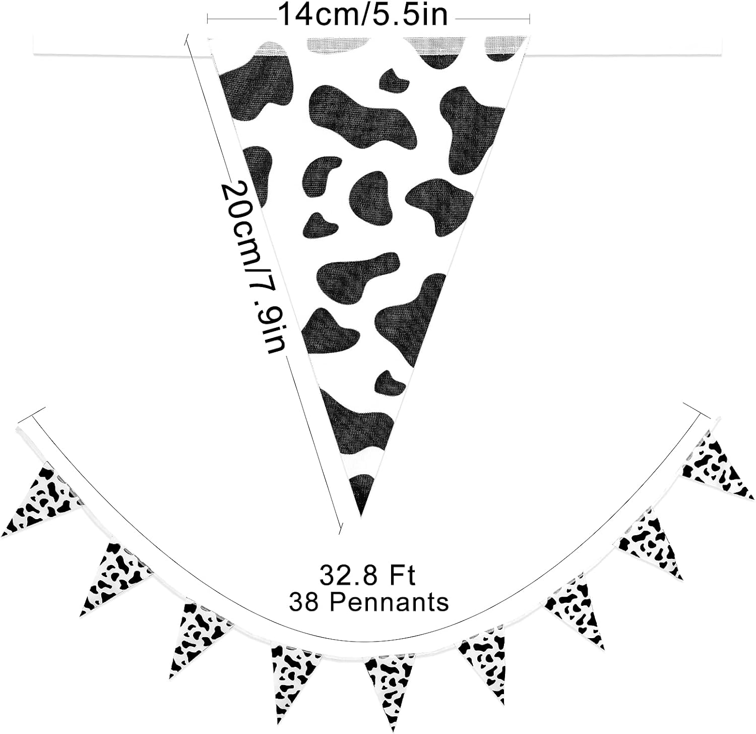 32.8 Ft Cow Print Pennant Banners Cow Bunting Banner Cow Pattern ...