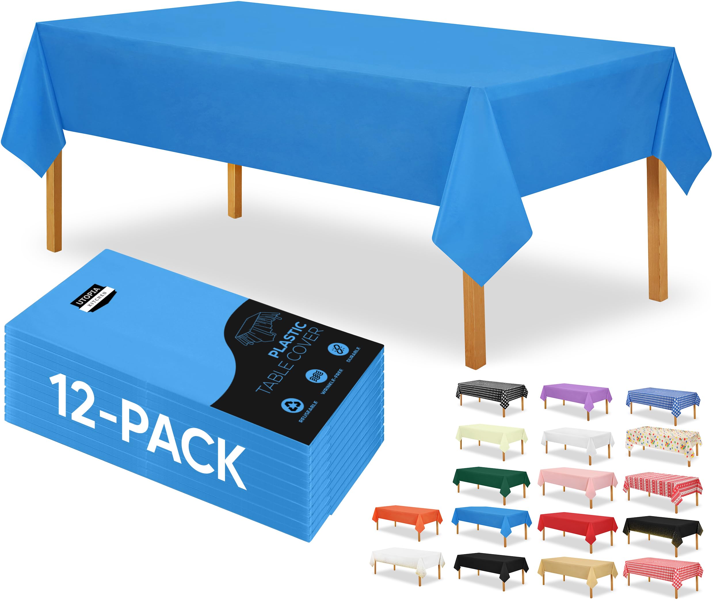 Amazon.com: Utopia Kitchen Plastic Table Cloth Disposable (12 Pack ...