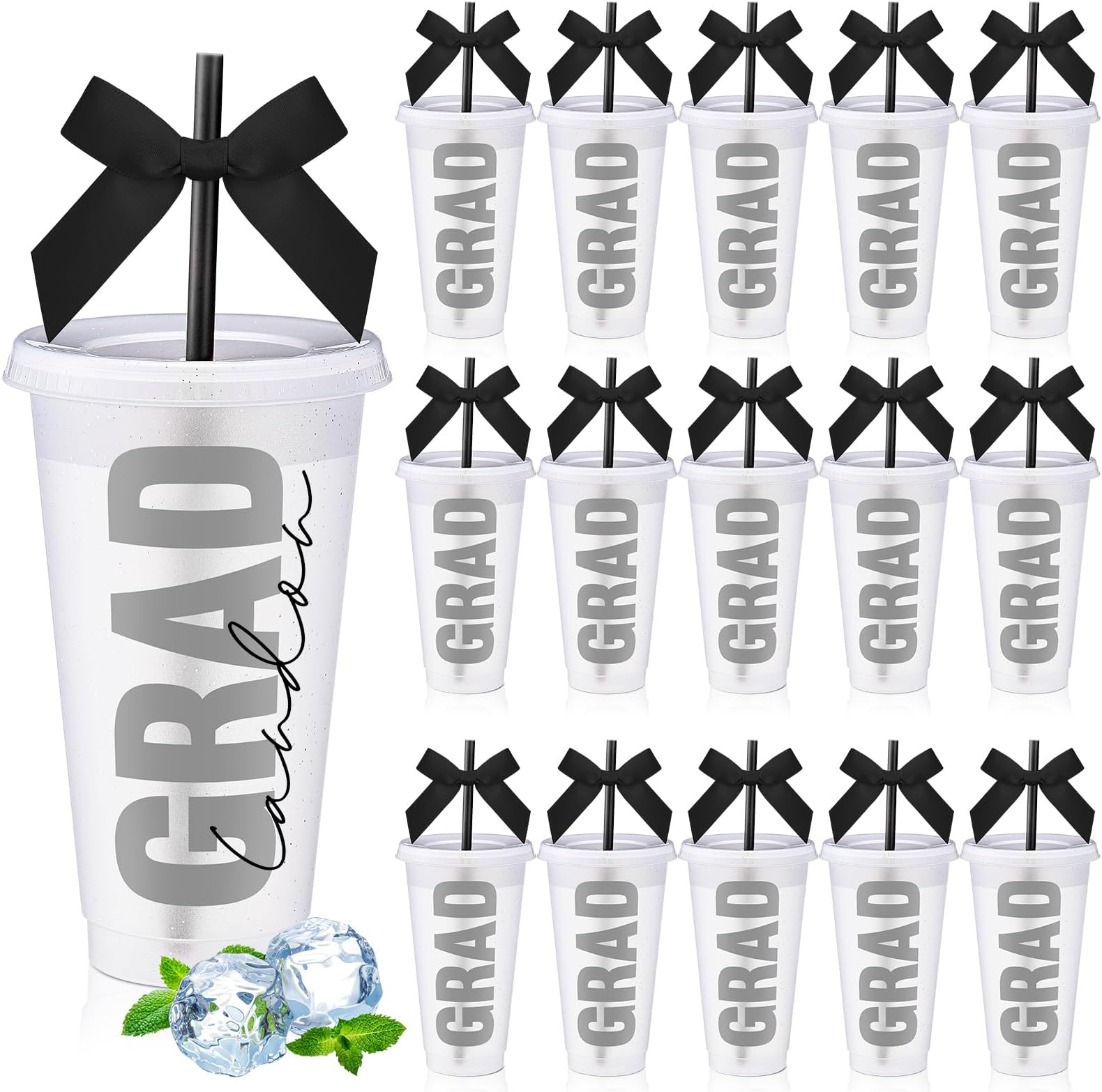 Amazon.com | SiliFine 12 Set Graduation Plastic Cups with Lids and ...