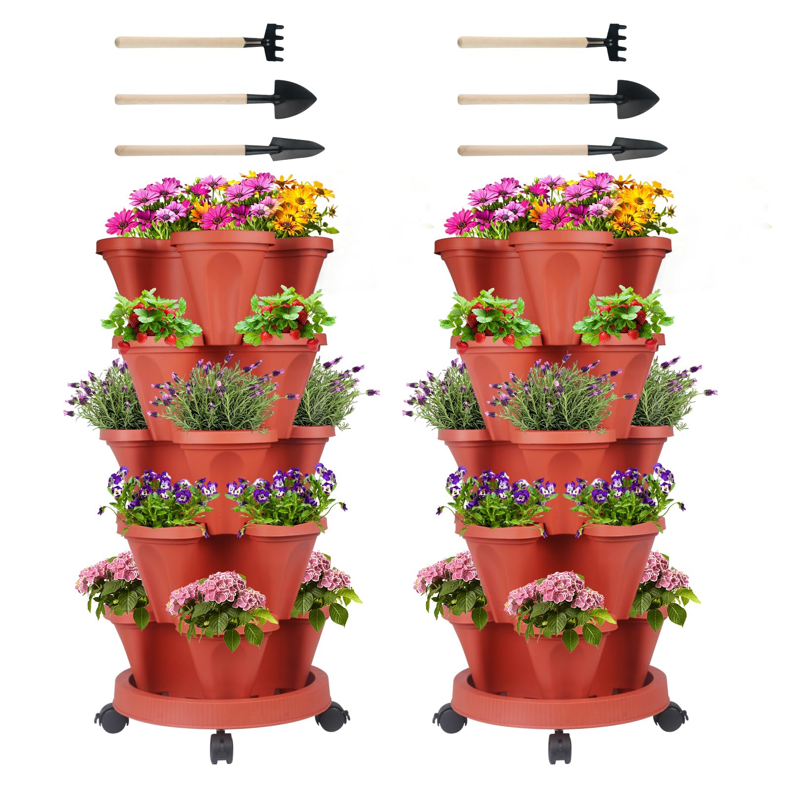 Snapklik.com : DUNCHATY Stackable Planters 5 Tier Vertical Garden ...