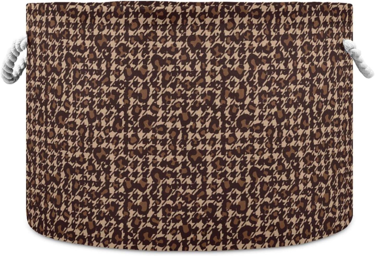 FRODOTGV Houndstooth with Leopard Print storage basket folding and ...