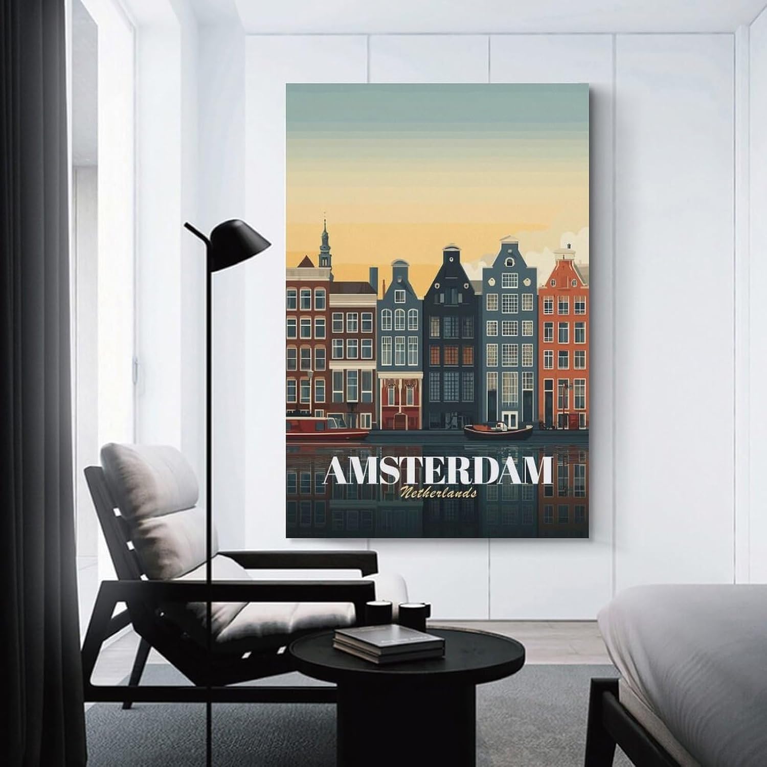 Amazon.de: sinyumoney Amsterdam Netherlands Cityscape Illustration Leinwandposter, Wandbilder ...