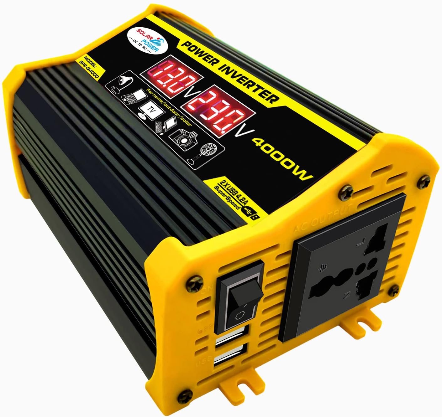 Wowobjects® Modified Sine Wave Inverter High Frequency 4000W Peak Power ...