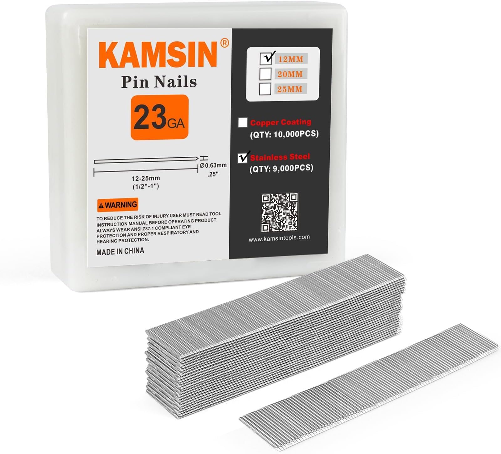 P620SS (20mm Stainless Steel) 23 Gauge Pinner Nails, 9000 PCS/Box ...