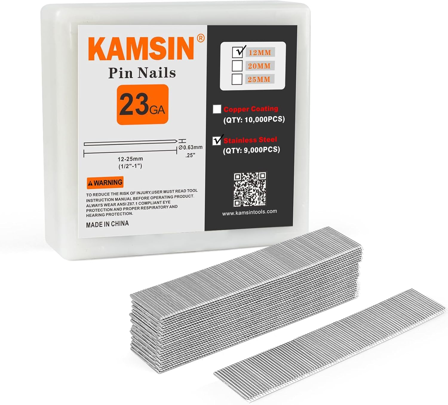 P612 Headless Pin Nails, 23 Gauge 1/2'' (12mm) Leg Length, Stainless ...