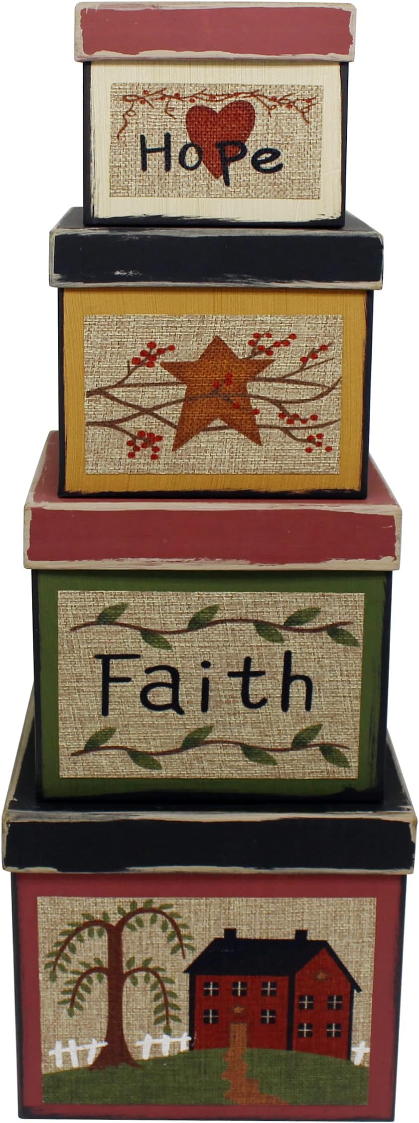 Amazon.com: Star & Berries Papier Mache Nesting Boxes Faith Family ...