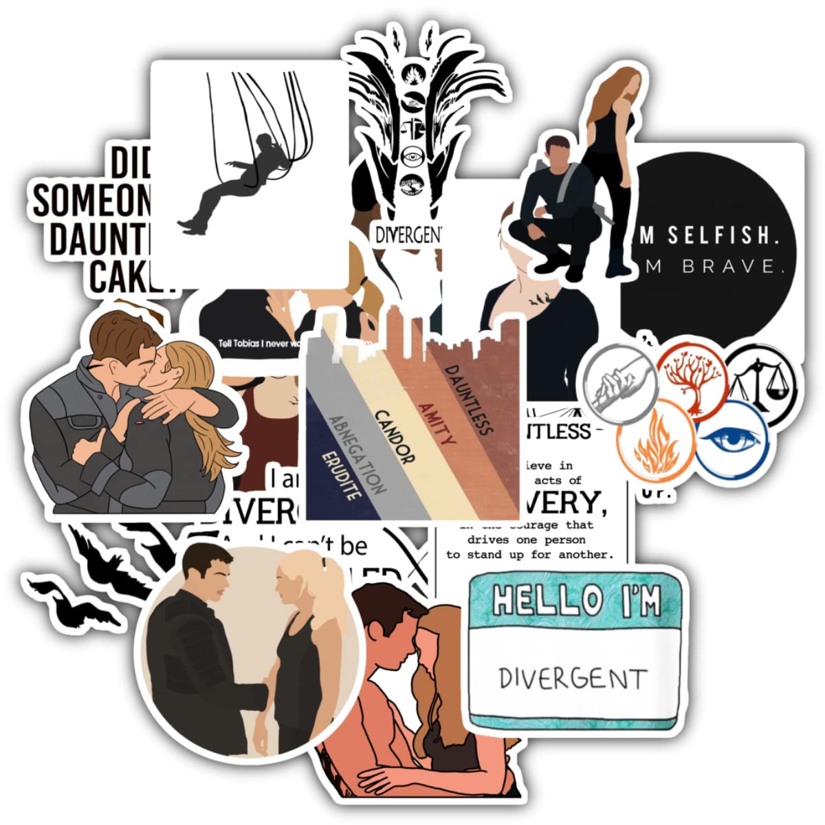 Amazon.com: 20 Pcs Stickers Packs Divergents Colorful of Vinyl Triss ...