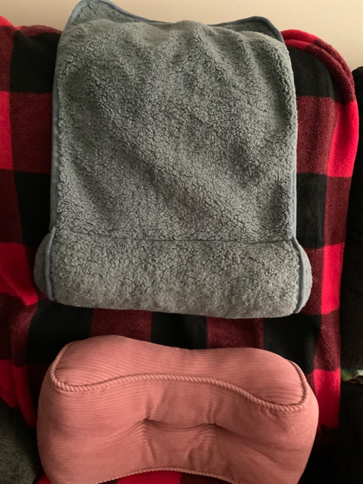 Neck Pillow for Recliner (25x13in) Adjustable Wool Neck Roll, Non-Slip ...