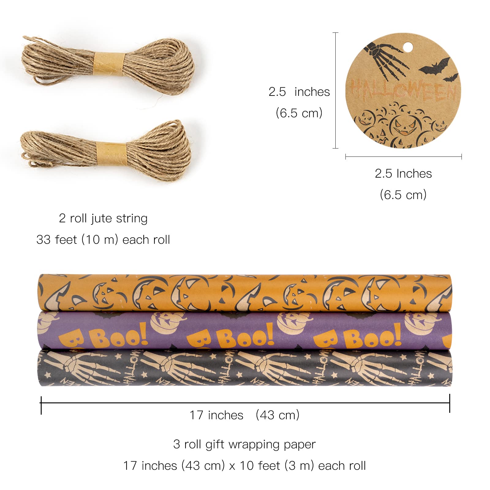 Snapklik.com : RUSPEPA Halloween Wrapping Paper Rolls