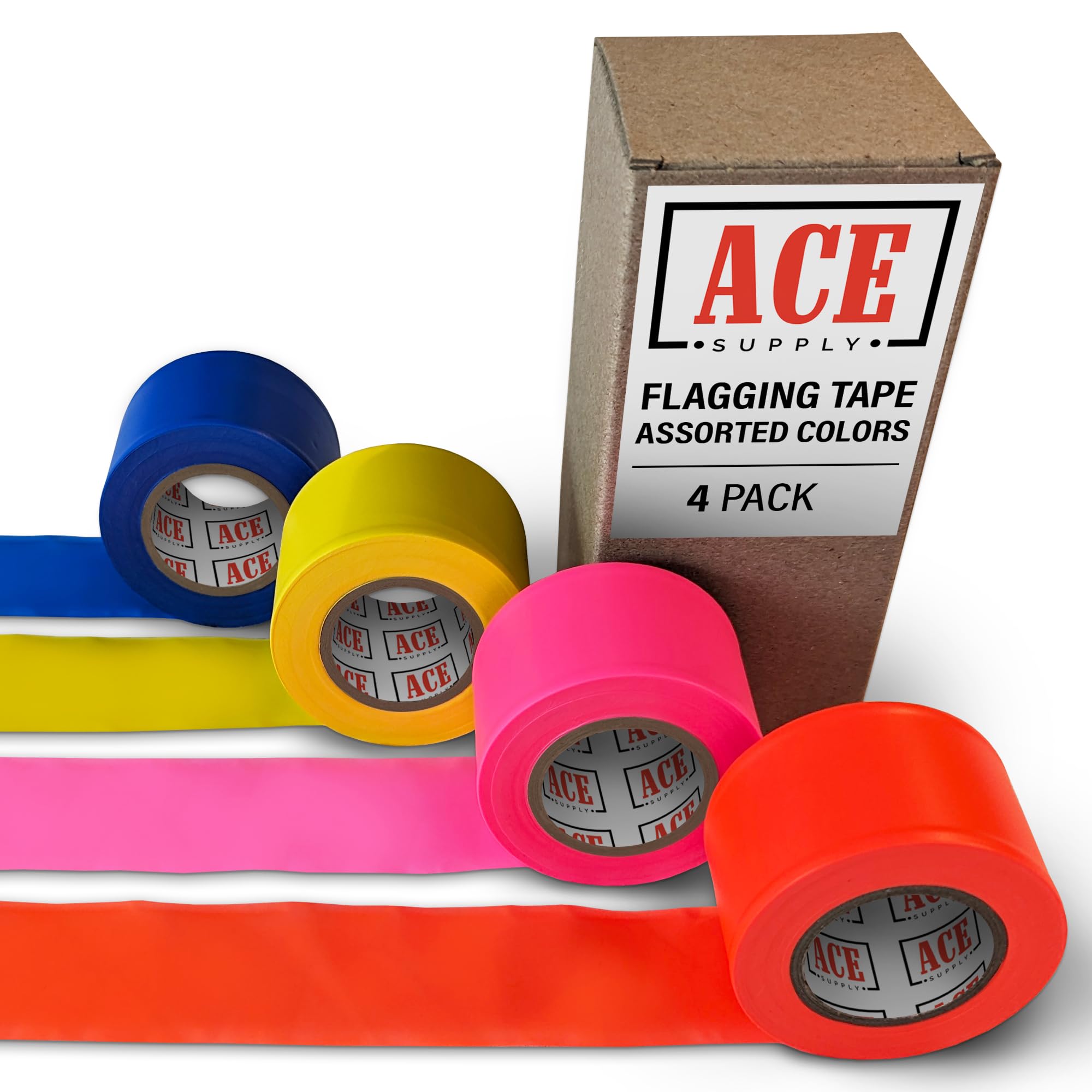 Snapklik.com : ACE Supply Flagging Tape Assorted Colors 4 Pack - Non ...