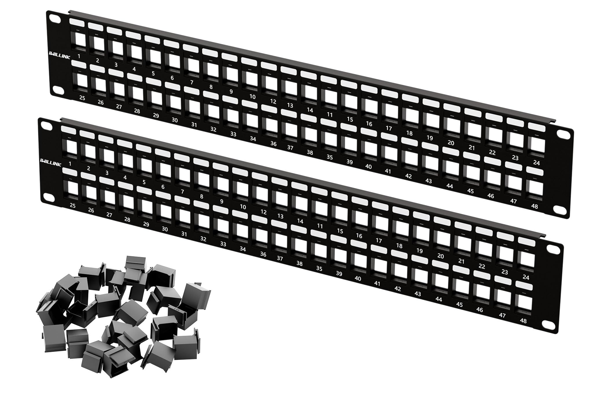 Snapklik.com : Iwillink 48-Port Blank Keystone Patch Panel 2-Pack