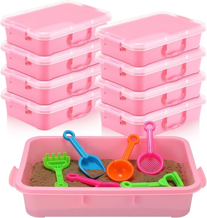 Amazon.com: 8 Pcs Portable Sand Tray with Lid Sensory Bin Tray Small ...