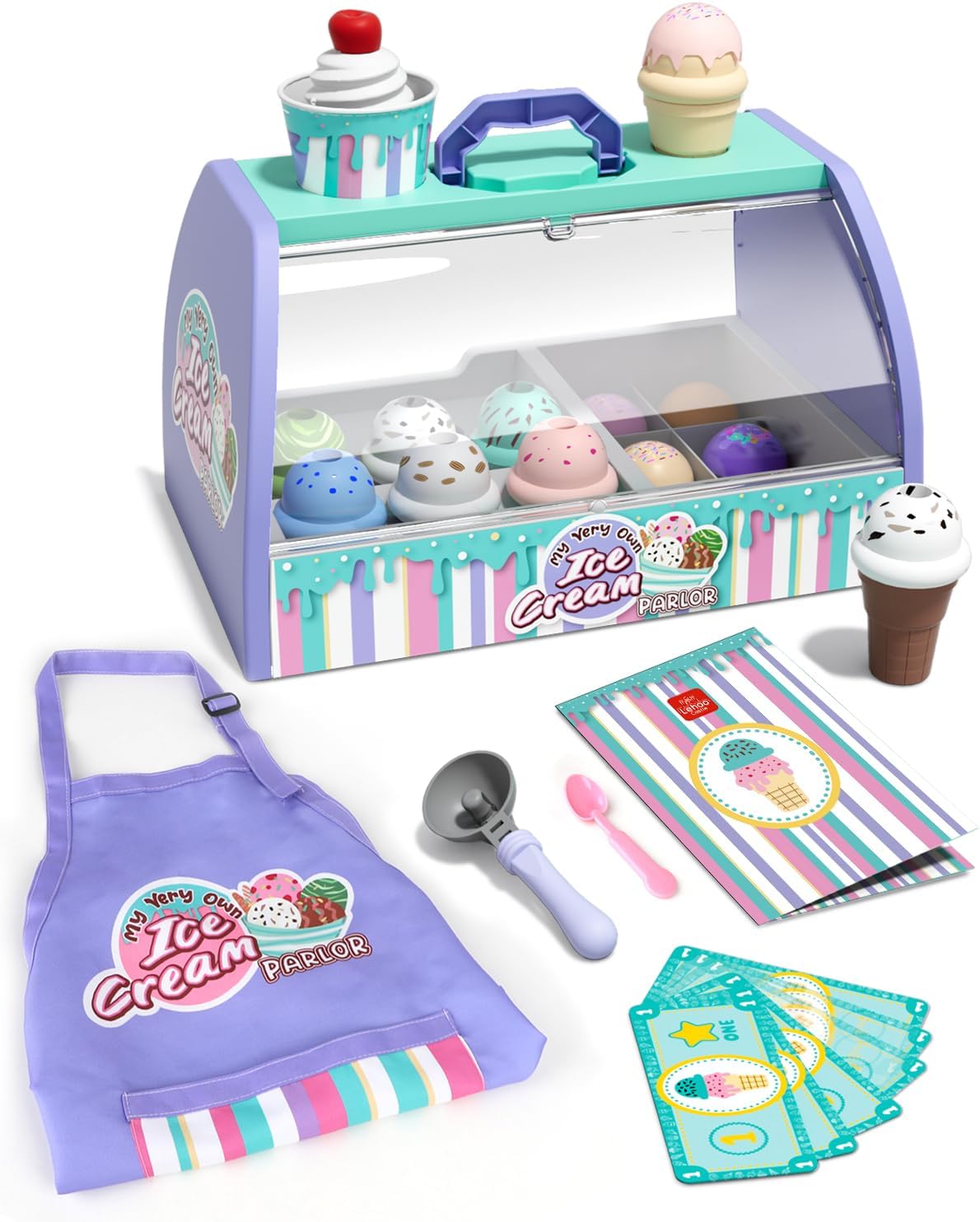 Melissa & Doug Wooden Scoop & Serve Ice Cream Counter (Play Food and ...
