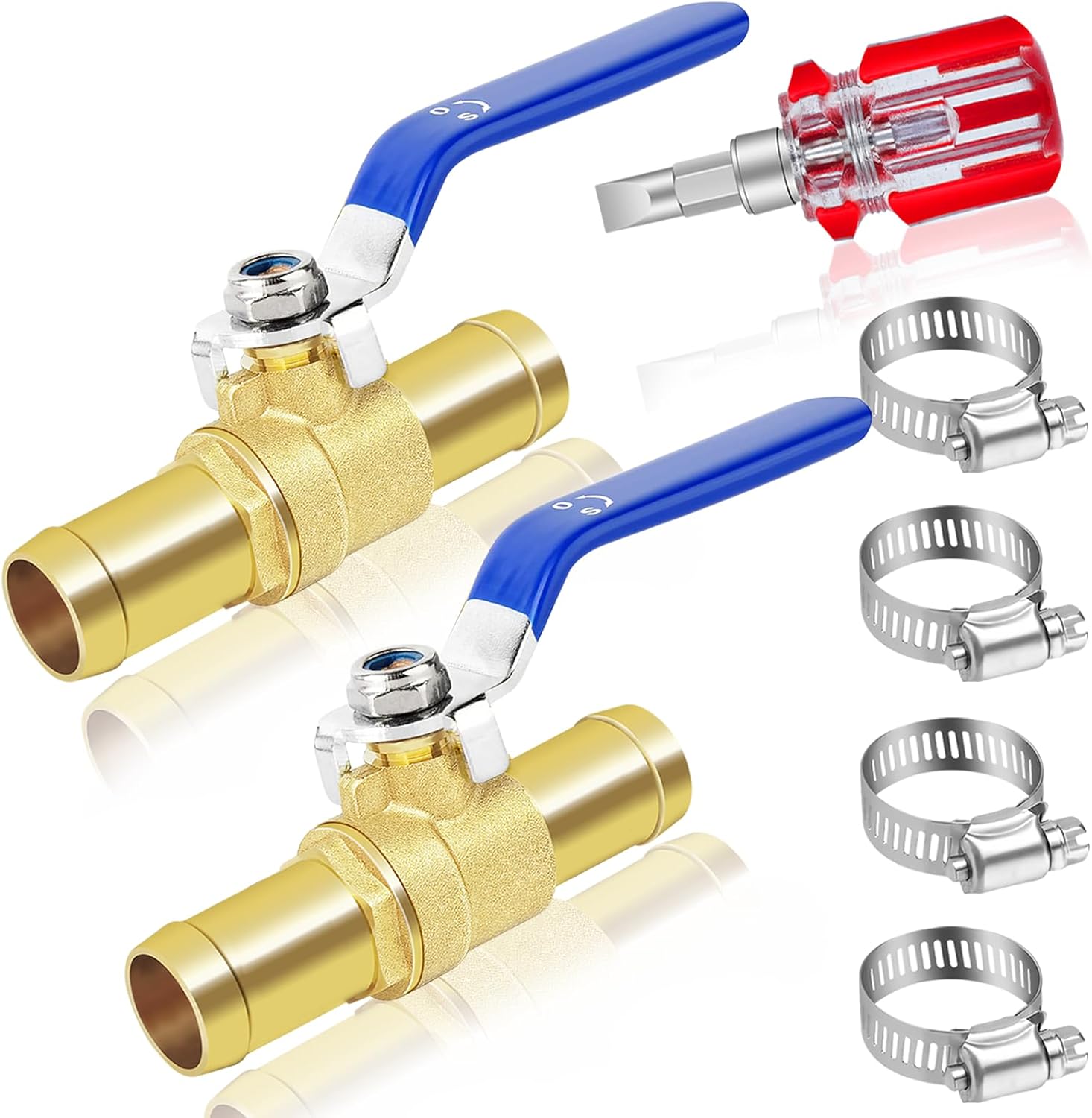 Amazon.com: 3/4'' Heater Hose Shut Off Ball Valves, 2Pcs Brass Barb Shut Off Ball Valves, 3/4 ...