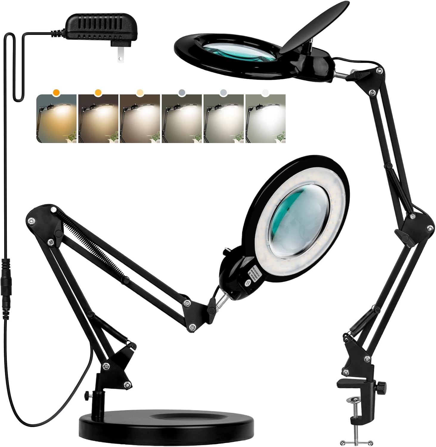 KIRKAS Magnifying Glass with Light and Stand, 5X Glass Lens, Upgrade ...