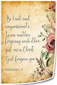 Amazon.com: Kanwormi Ephesians 4 32 Bible Wall Art Bible Verse Posters ...