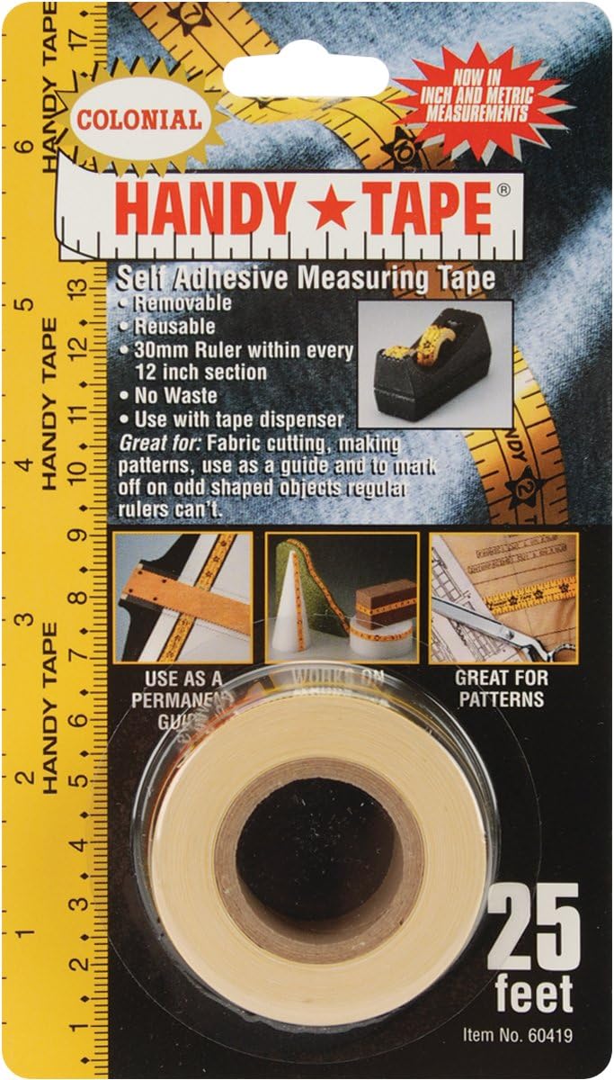 Colonial Needle 25 ft Handy Tape Self-Adhesive Measuring Tape : Amazon ...