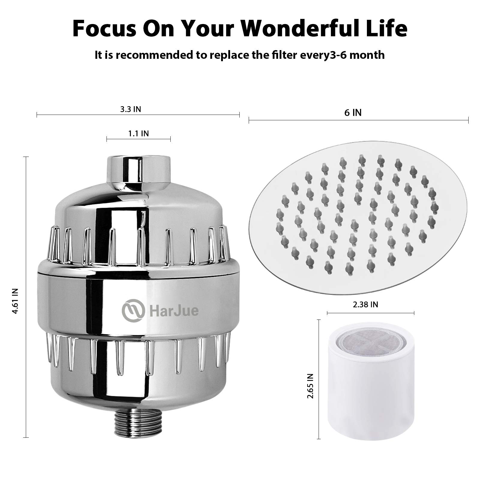 Combo Filtered Shower Head Combo – High Pressure 8-Inch Rain Shower ...