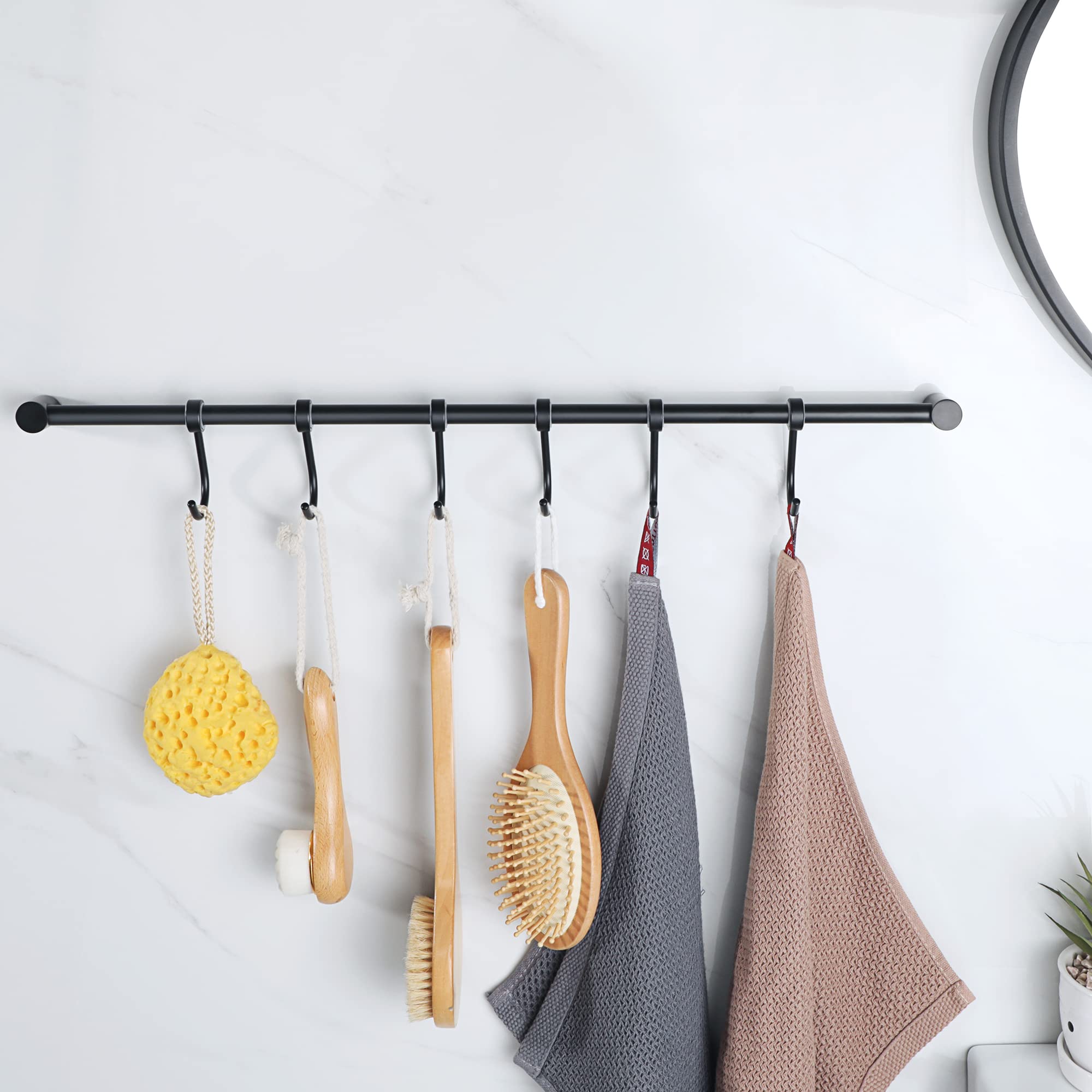 Alise 22 Inch Towel Bar Towel Rail Holder with 5 Adjustable Hooks Coat ...