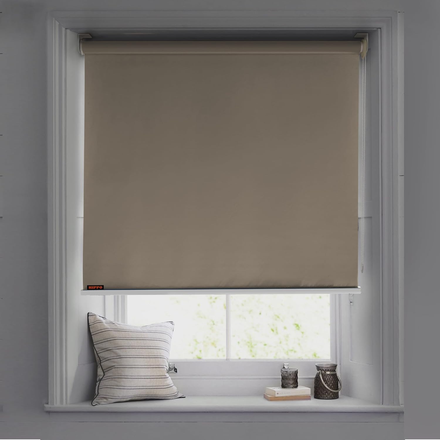 HIPPO 100% Blackout Roller Blinds for Windows UV Protection, Waterproof, Corded Roll Up and Down ...