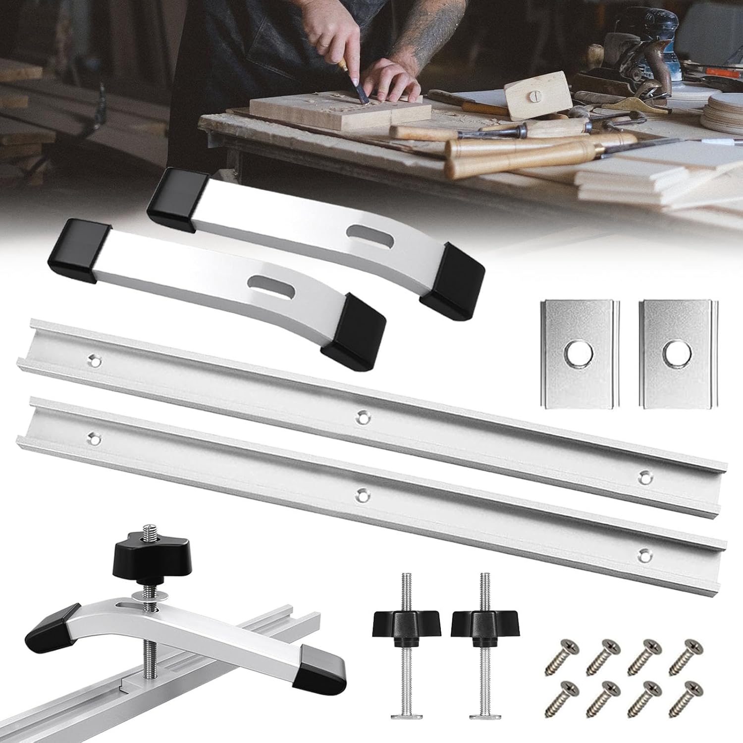 2 pcs T Slide Rail M8, 400mm T-Slot Rail Mounting Rail T Piece M8 T ...