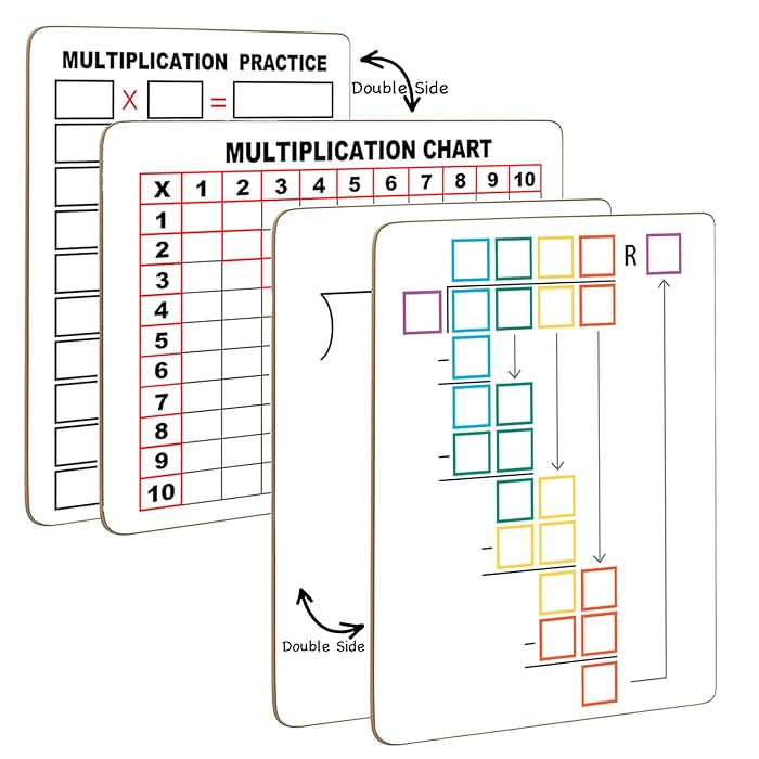 Buy Dry Erase Division & Multiplication Chart White Board, 9" x 12 ...