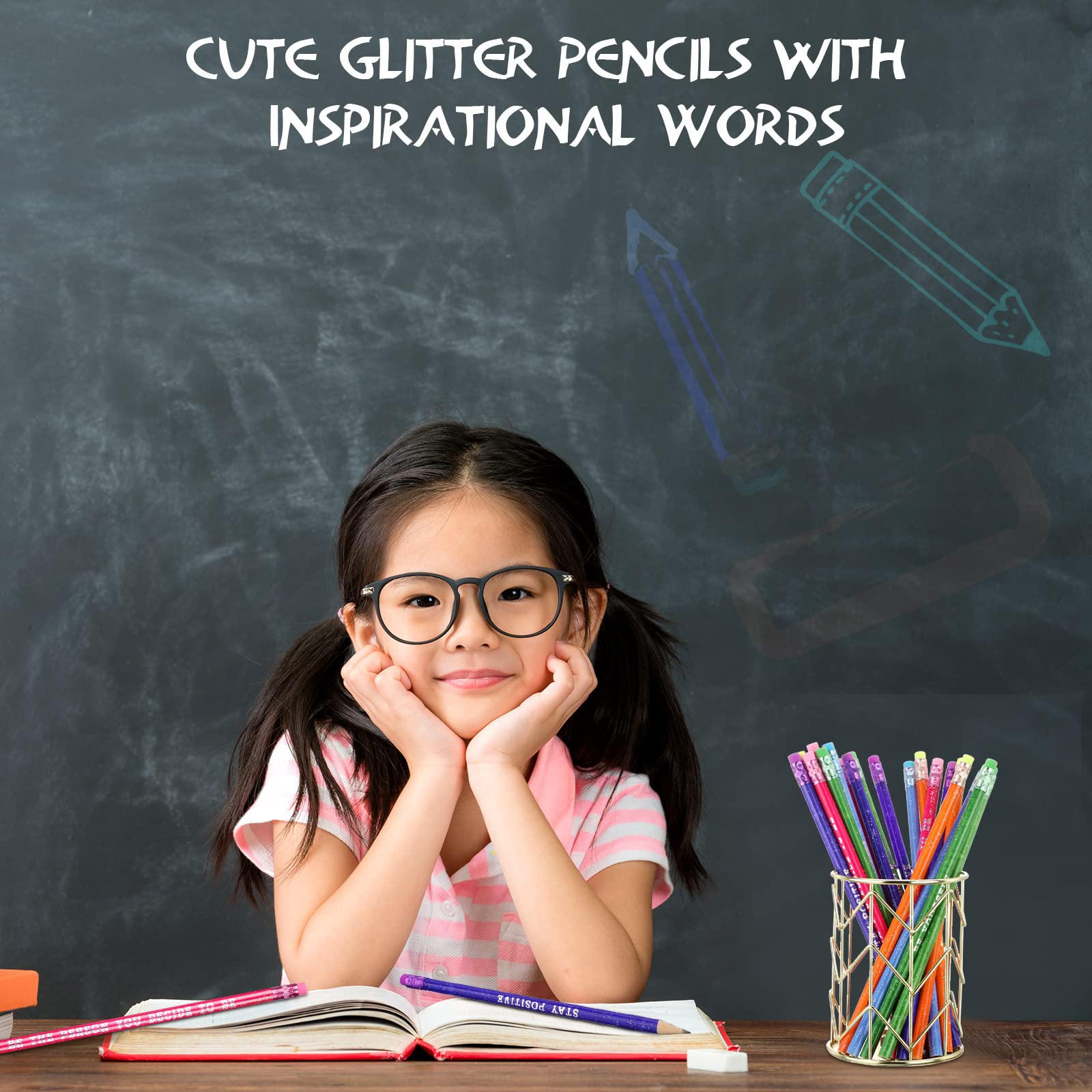 Snapklik.com : 40 Pcs Motivational Pencils Back To School Pencils Color ...