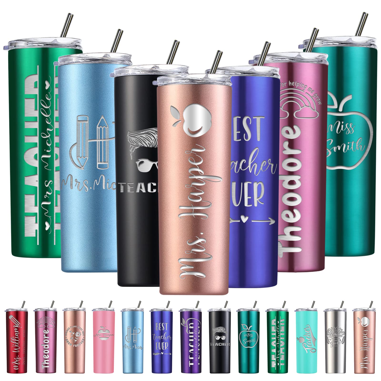 Amazon.com | Teacher Gifts Personalized Tumblers Custom Cups with Names ...