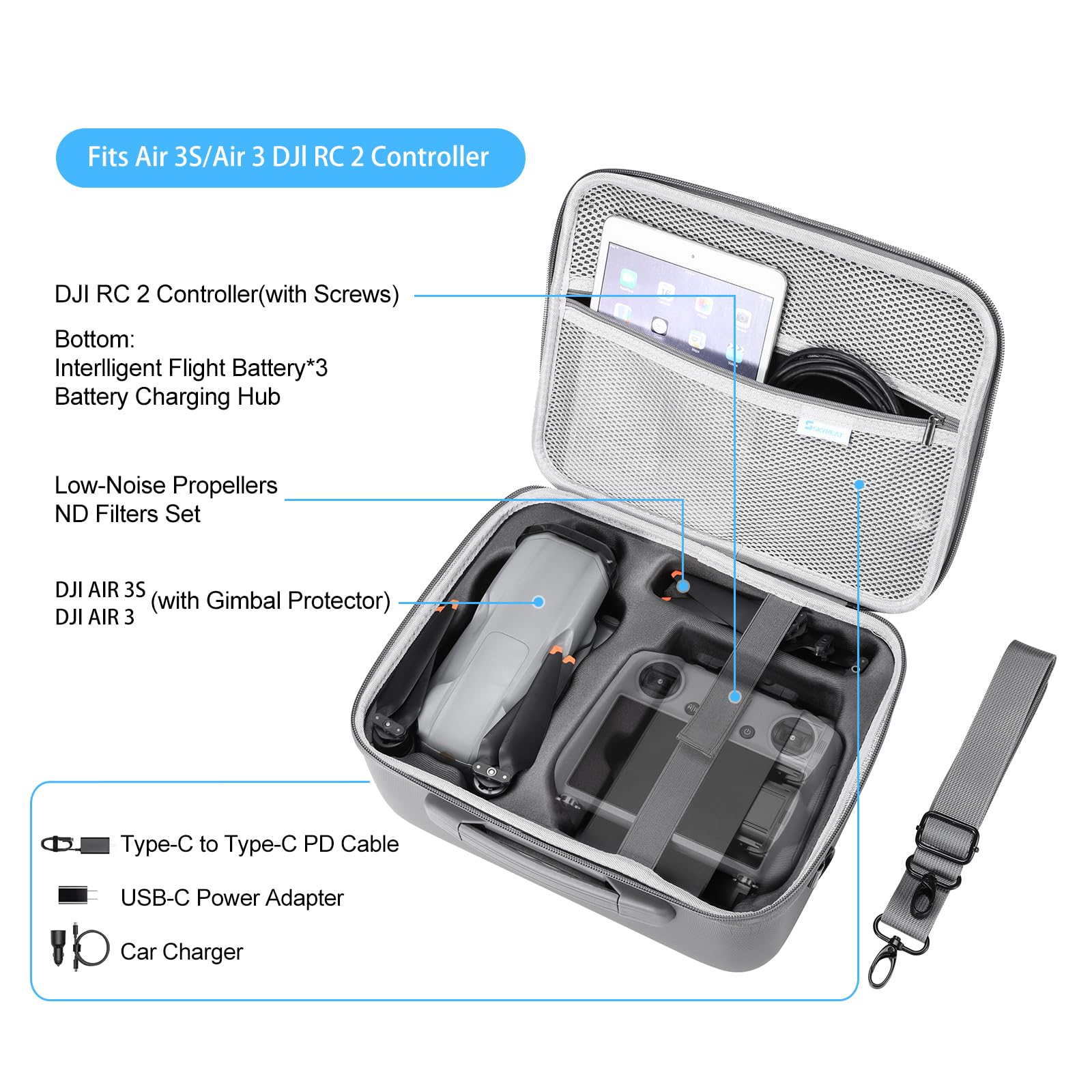 Snapklik.com : Skyreat Air 3s Carrying Case For DJI Air 3s Drone, Small ...