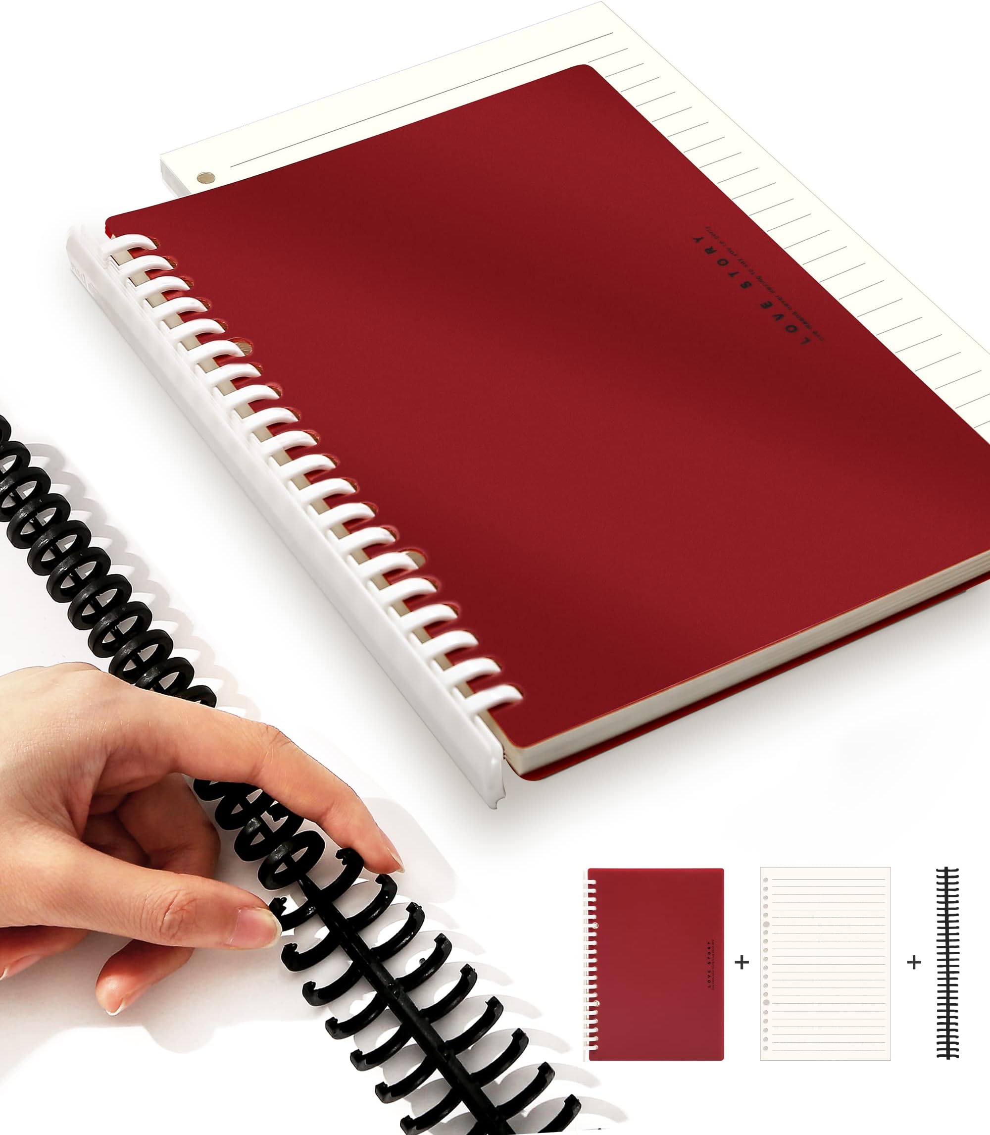 Amazon.com : Spiral Notebook 5x7 Wide Ruled for Work Refillable Pages ...