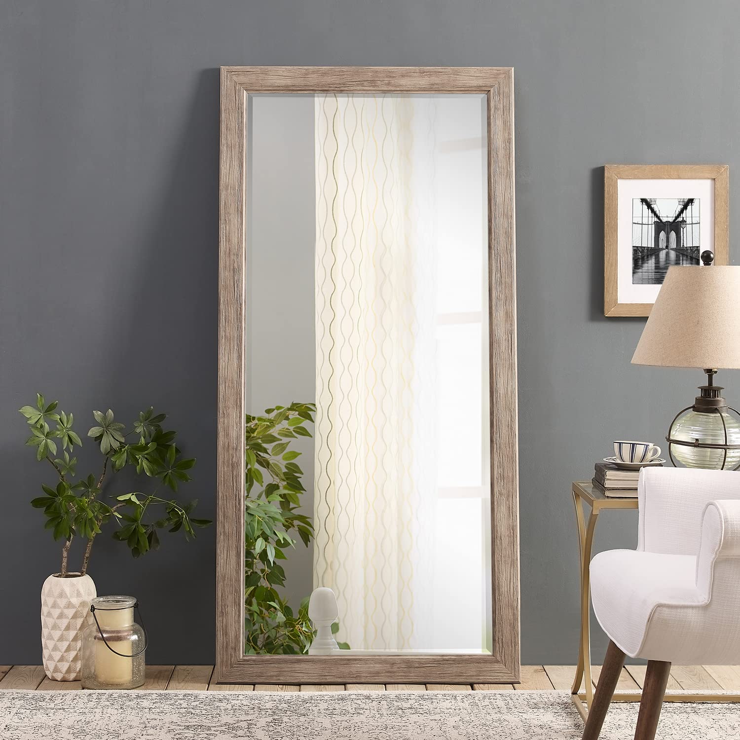 Amazon.com: Naomi Home Farmhouse Full-Length Mirror with Wood Frame ...