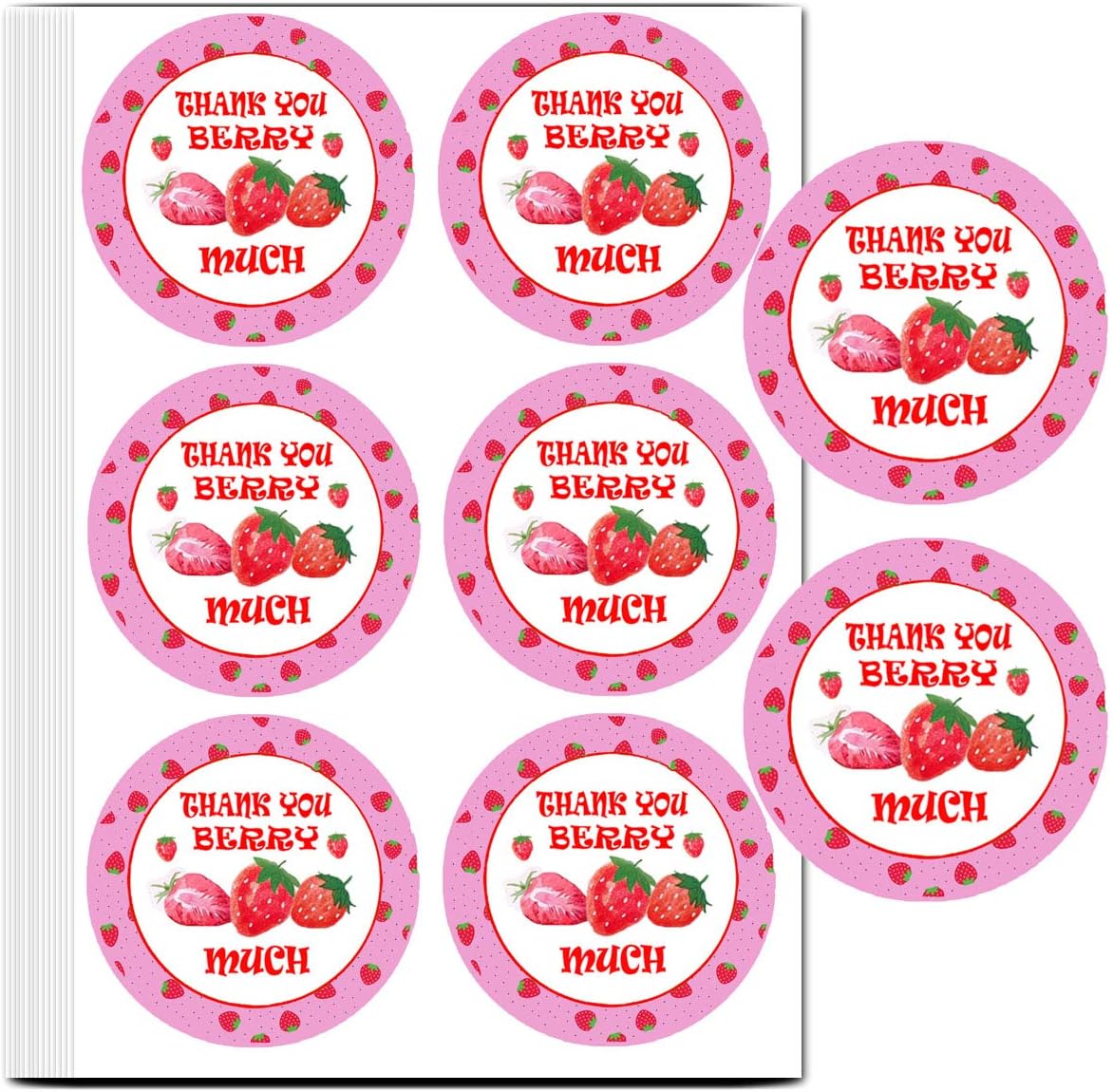 Amazon.com: 2" Round Strawberry Thank You Faovor Stickers - Set of 40 ...