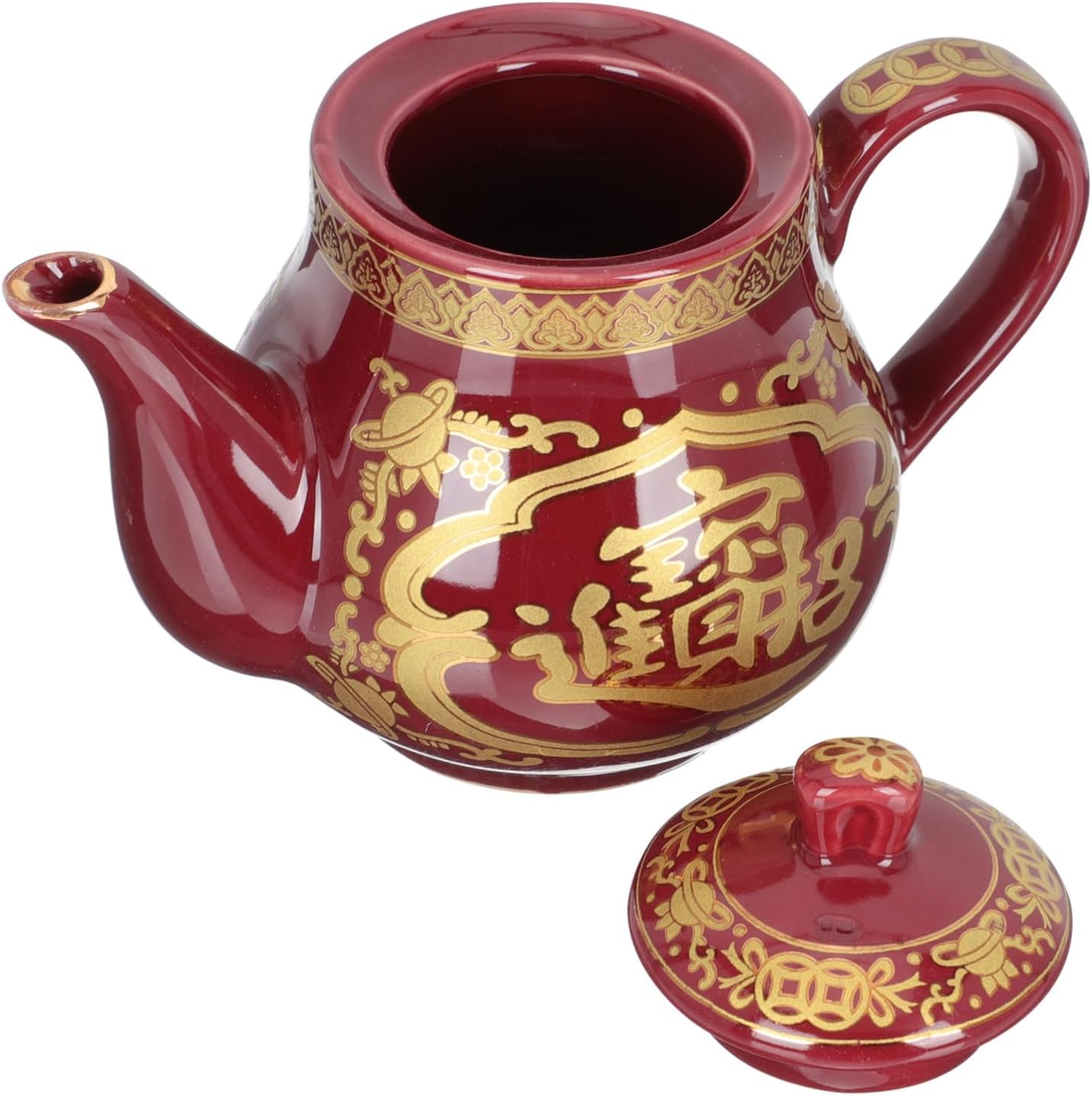 Amazon.com | MAGICLULU Ceramic Teapot Chinese Teapot Red China Teapot ...