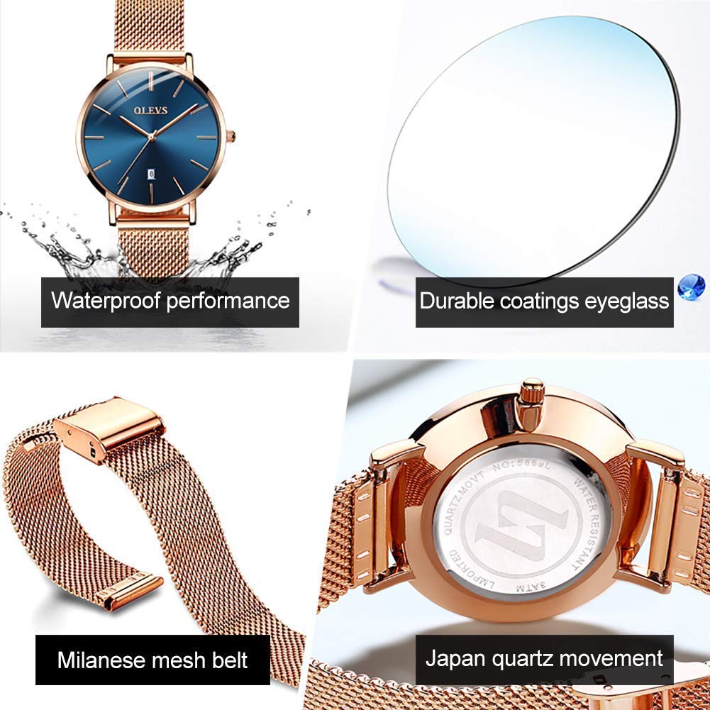 OLEVS Waterproof Watches for Women Luxury Dress Women's Wrist Watches ...