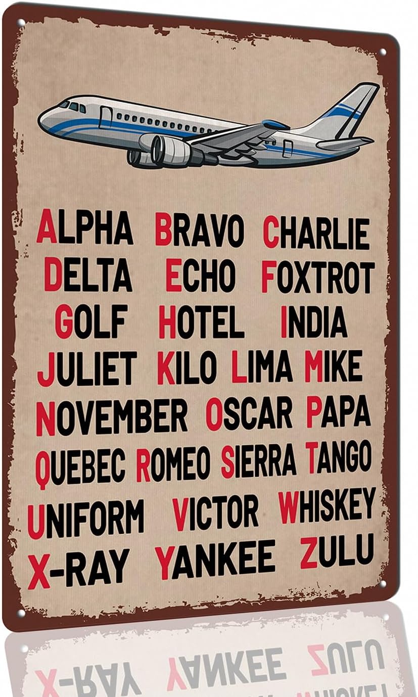 Amazon.com: Lukmisu Pilot Code Phonetic Alphabet Metal Sign 8x12 Inch ...