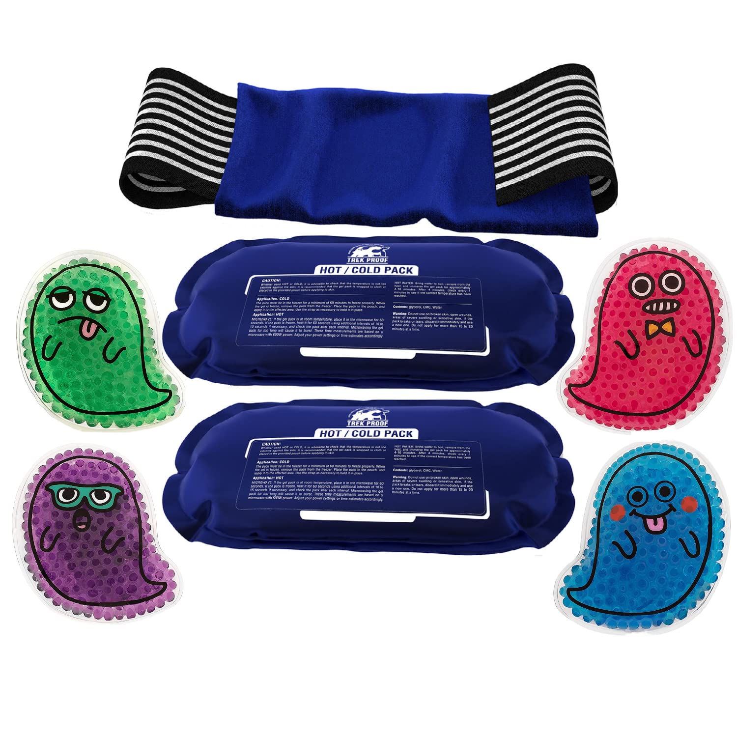 Amazon.com: 3 Piece Ice Pack Set and Kids 4 Piece Ghosts Ice Packs for ...