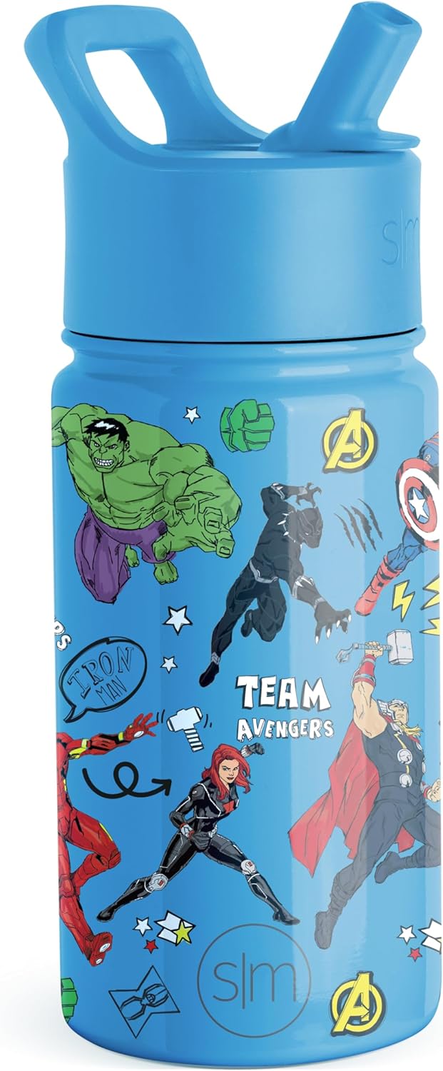 Amazon.com: Simple Modern Marvel Avengers Kids Water Bottle with Straw ...