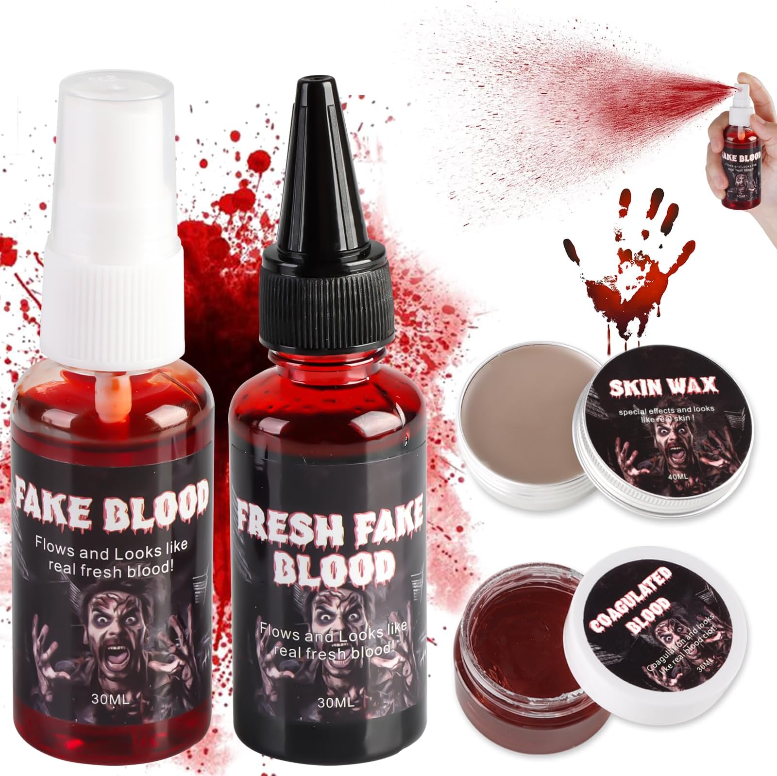 Amazon.com : SFX Makeup Kit - Halloween Fake Blood Makeup Kit Included ...