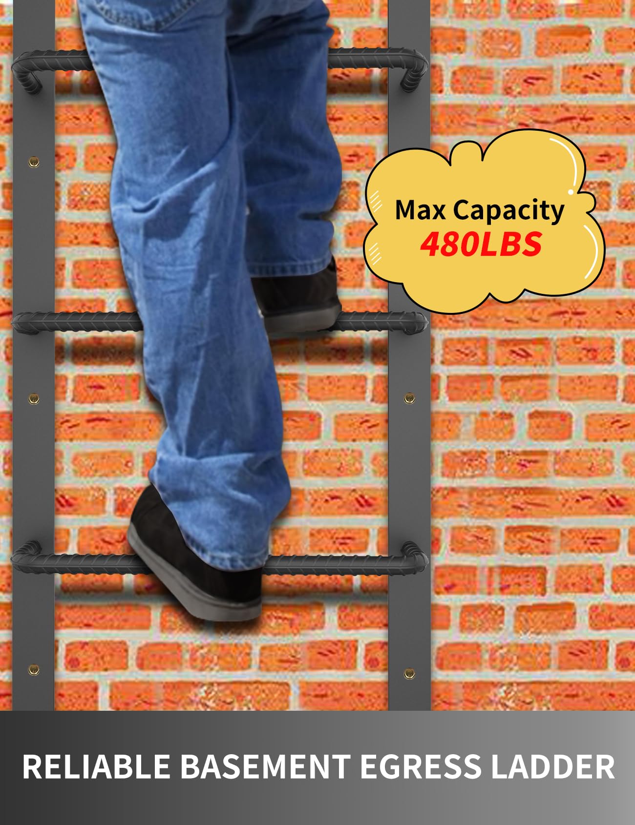 Snapklik.com : 3-Rung Window Well Ladder, Heavy Duty Steel Basement ...